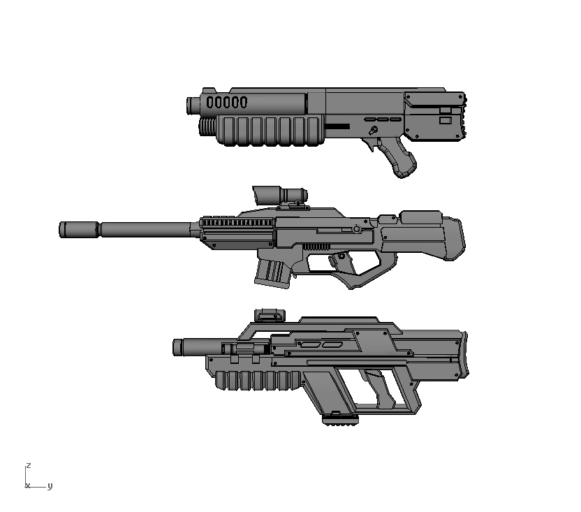 All Three 28mm Scale MERCS Sefadu Weapons