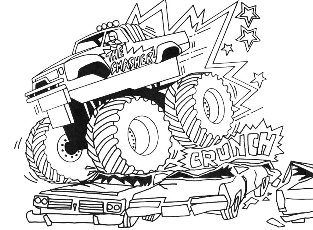 Gambar Mewarnai Monster Truck Untuk Anak PAUD dan TK