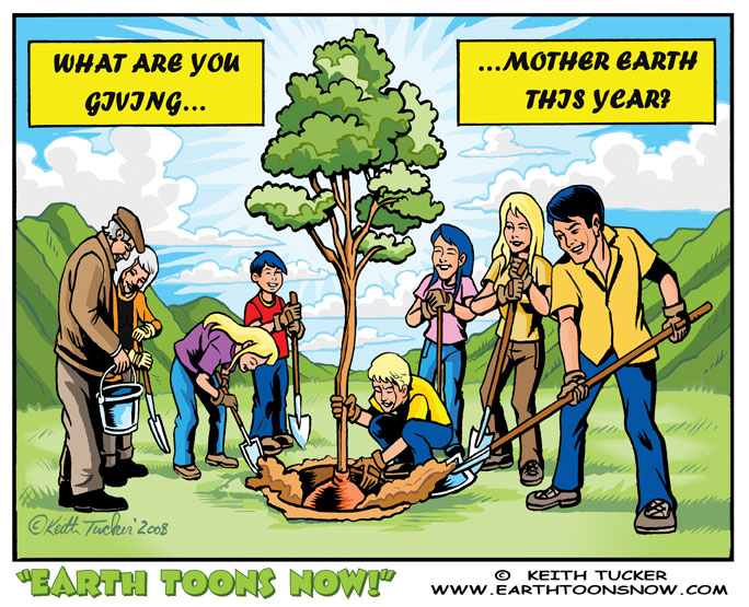 "Earth Toons Now!": "Give back to Mother Earth!"