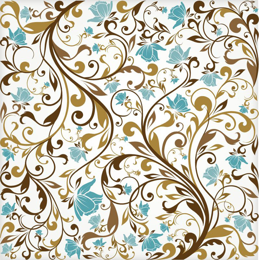 Free Vector がらくた素材庫 渦巻く植物柄の背景 Floral Background Vector Art