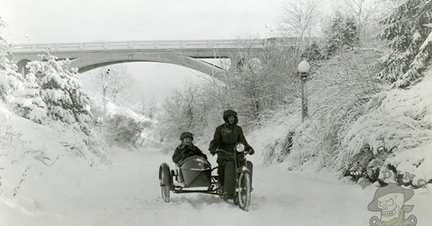 Harley's in the Snow ~ Riding Vintage