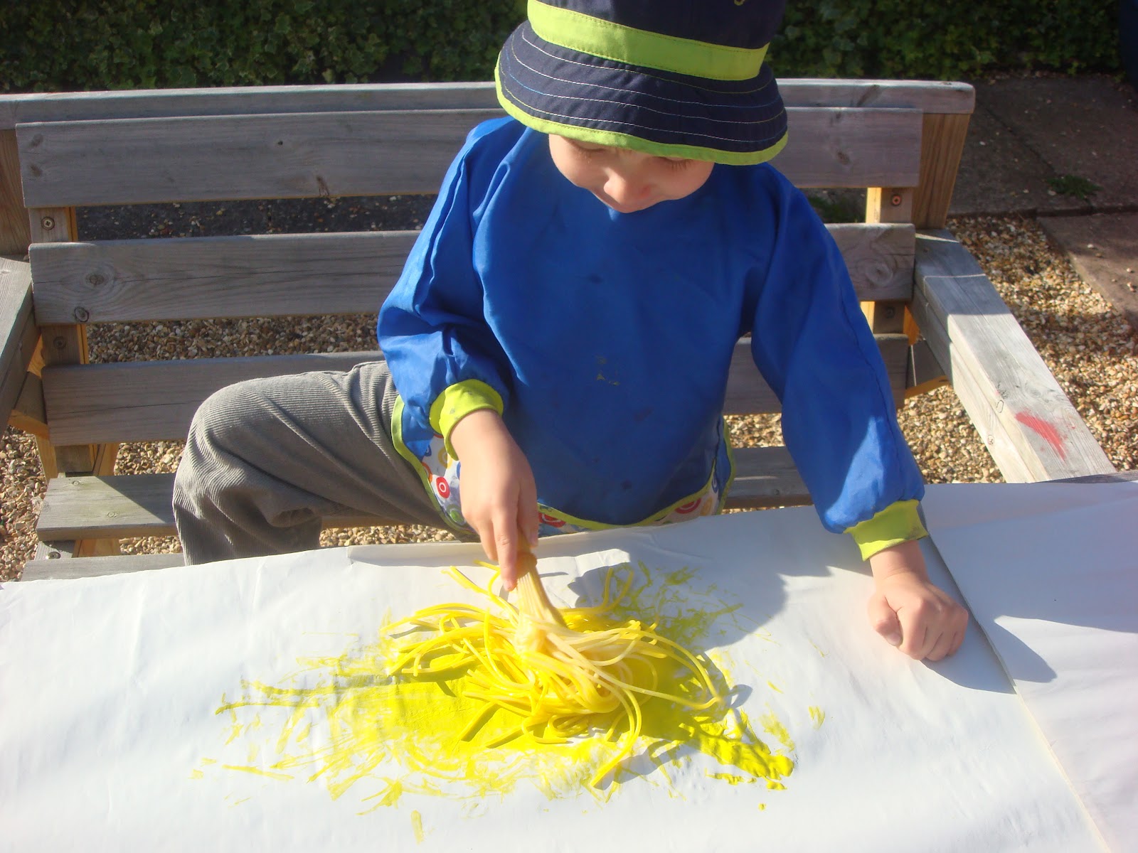 Making Boys Men: Spaghetti Painting - Our Week Outdoors