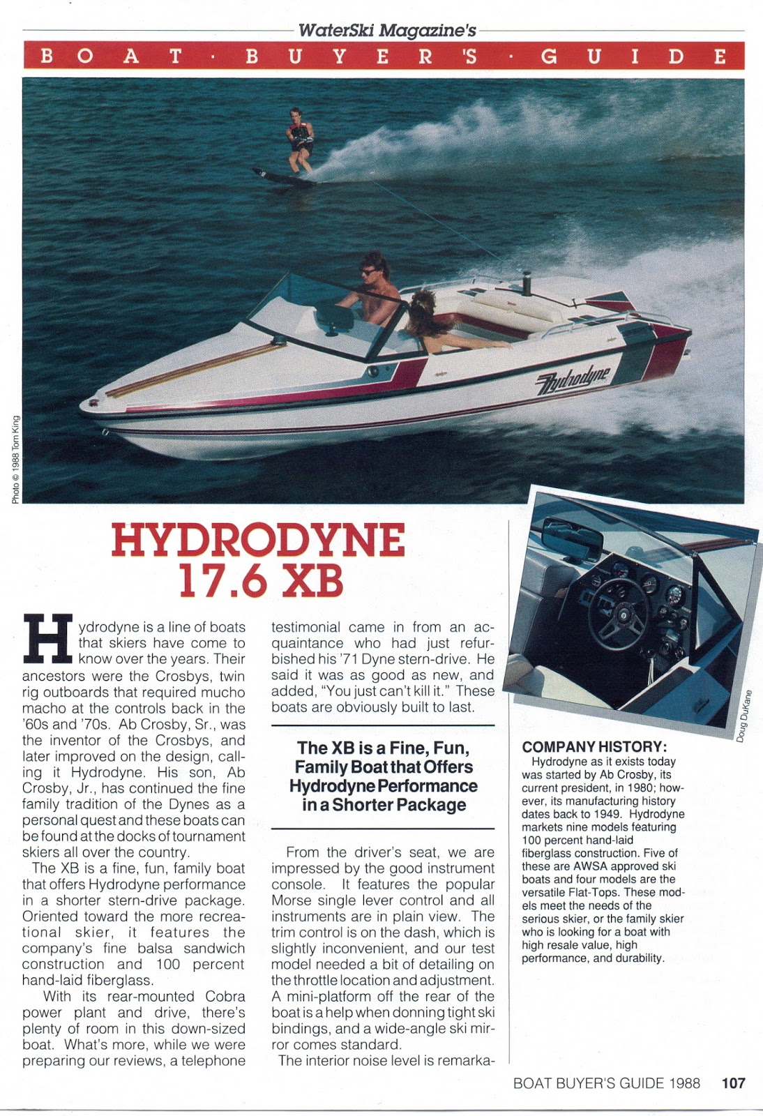 Dyna-Ski Boats: Hydrodyne 17.6 XB from 1988 WaterSki Magazine