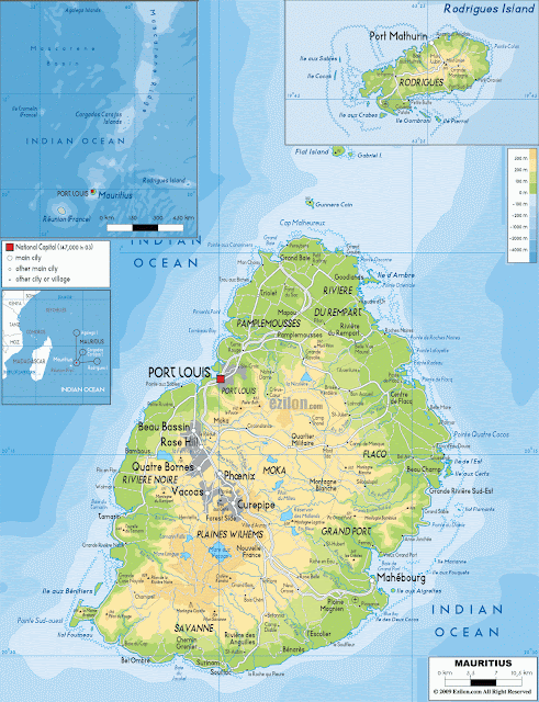 MAURITIUS - GEOGRAPHICAL MAPS OF MAURITIUS