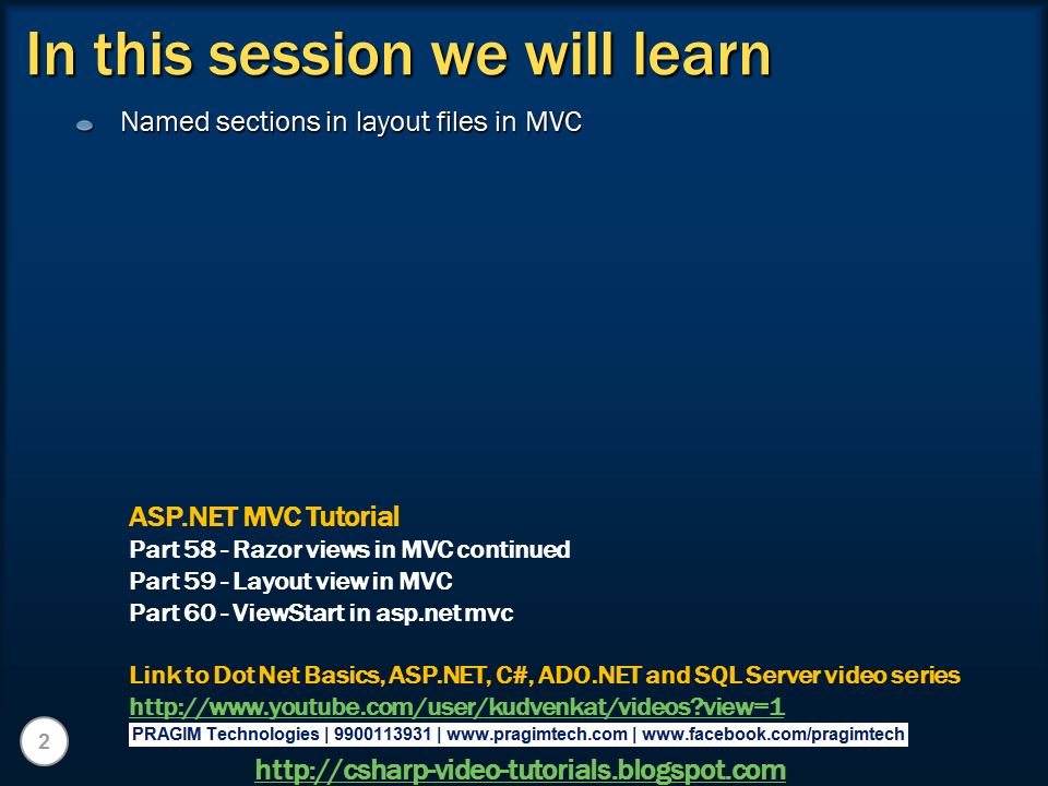 Sql Server Net And C Video Tutorial Part 61 Named Sections In Layout Files