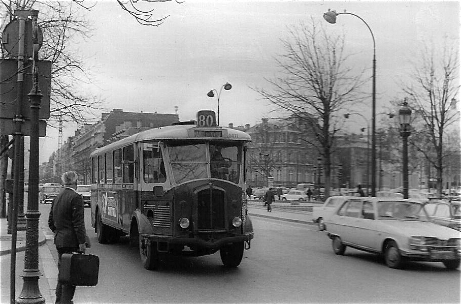 Europe by London Taxi: France - Paris - Buses - March 1970