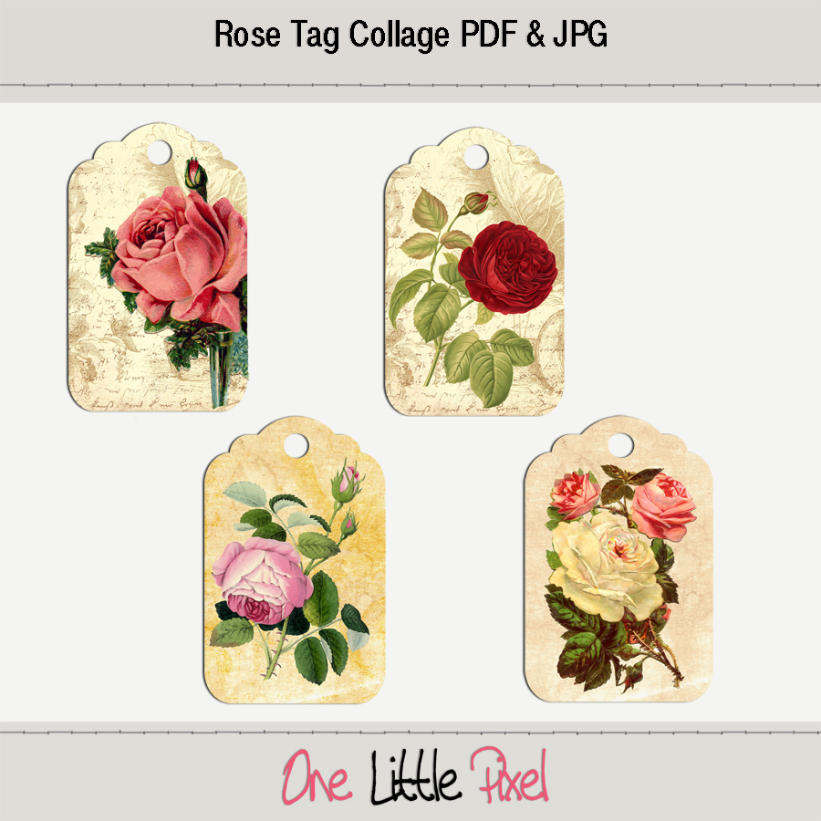 One Little Pixel: Rose Tags - Freebie
