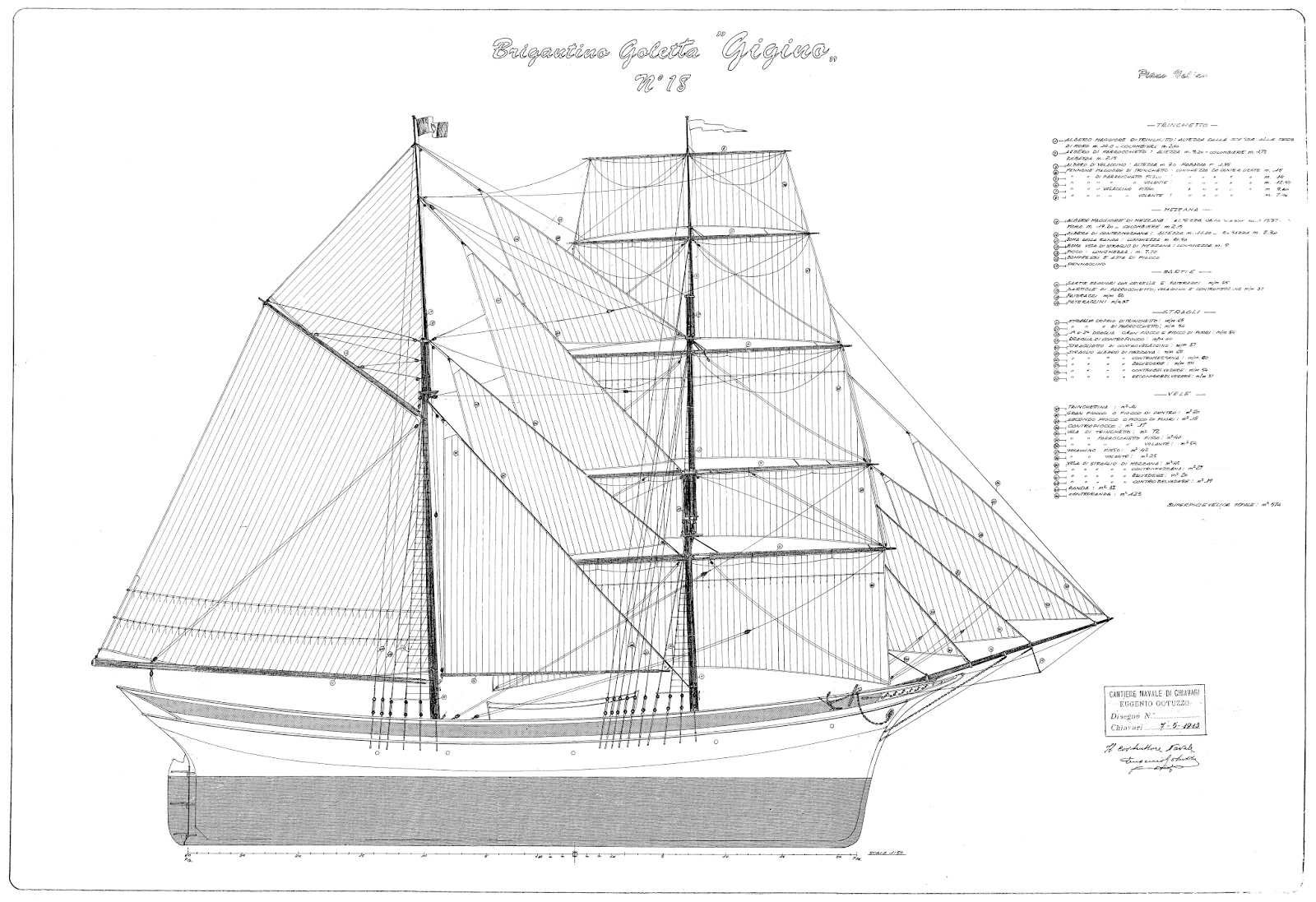 The Model Shipwright: Free Ship Plans of Italaian Brigantine Schooner ...