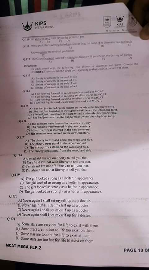 KIPS Full Length MCAT papers for Entry Test 2016 - Ratta.pk