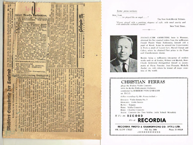 Celebrated musicians' concert tours of Southern Africa 1953 -1978 ...