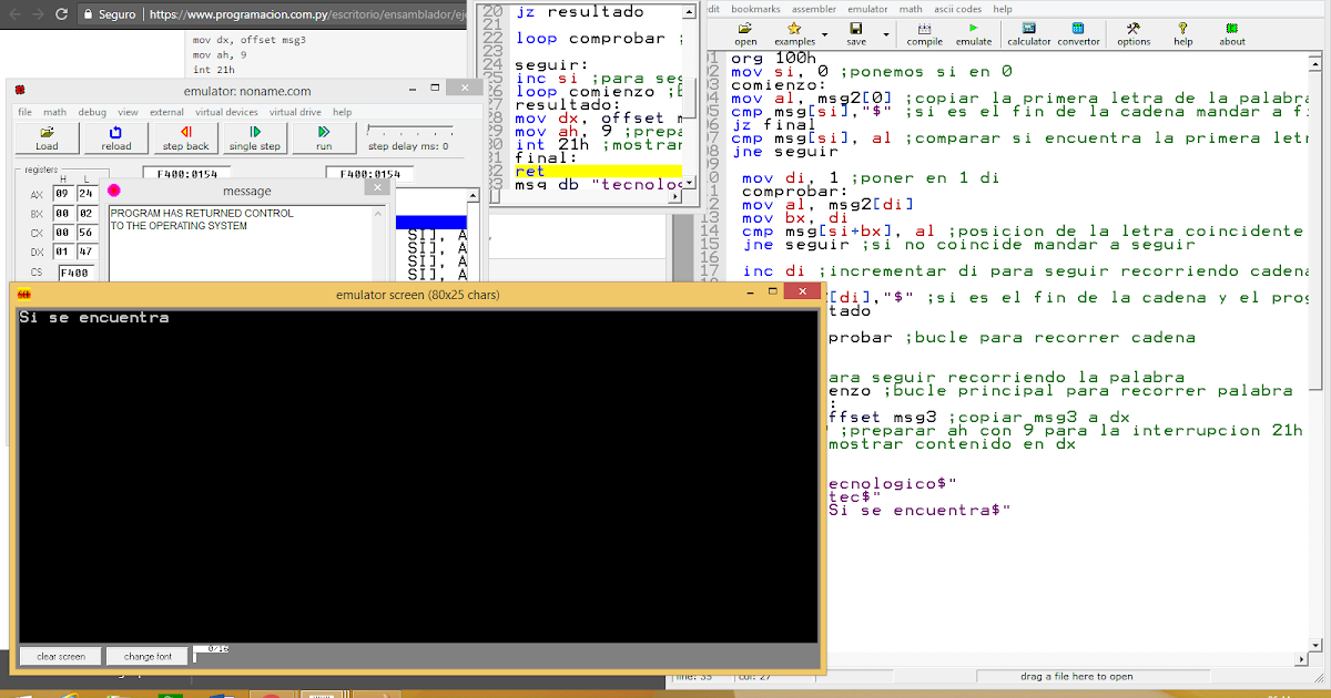 Programa que maneje "Loop" en EMU8086 ~ Blog de investigacion ISC