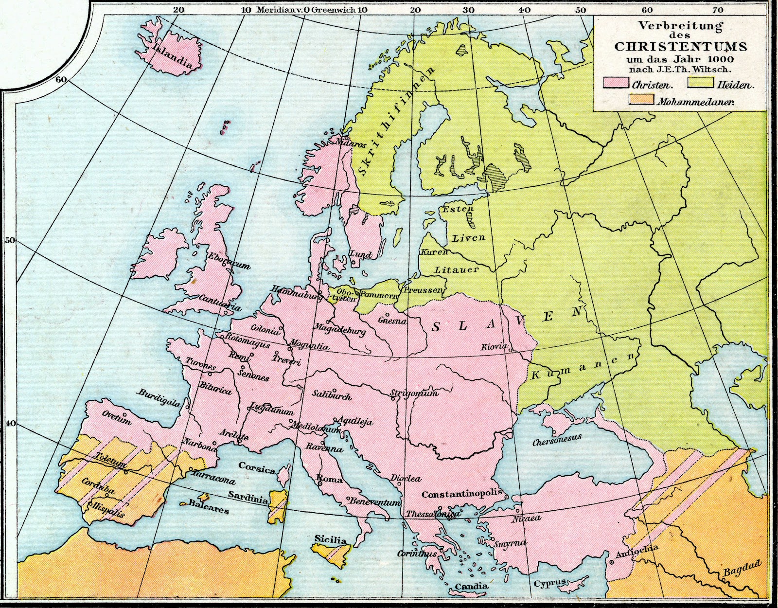 Weltkarte – Christentum (~1000 n.Chr.) | Weltatlas