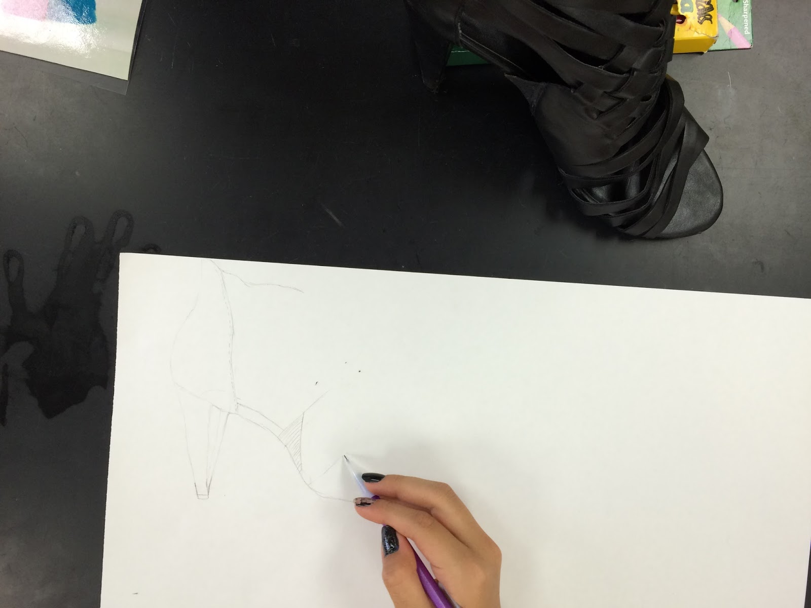 Ms. Vineyard's Art Room: In Progress Zen Contour Shoe Drawings
