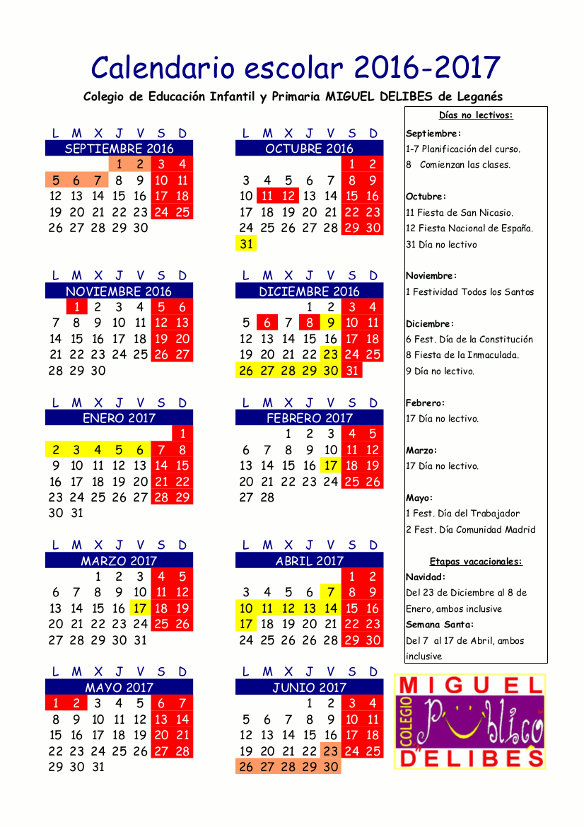 Calendario Escolar Curso 20202021 Images