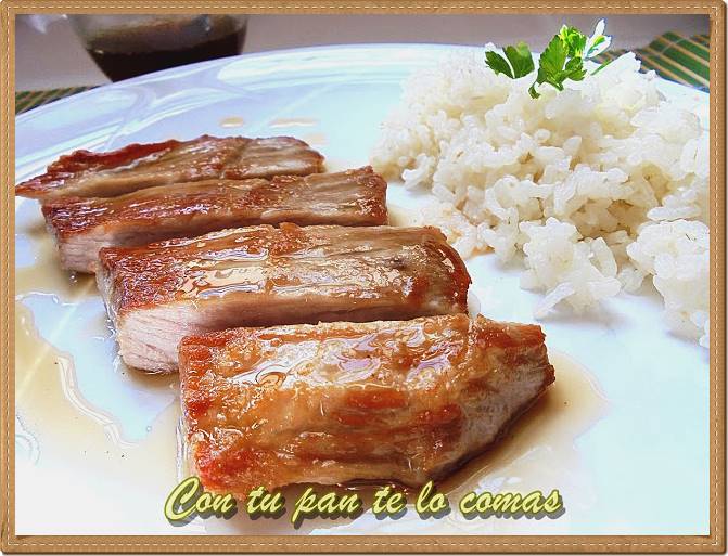 SECRETO DE CERDO CON SALSA DE MIEL Y CERVEZA