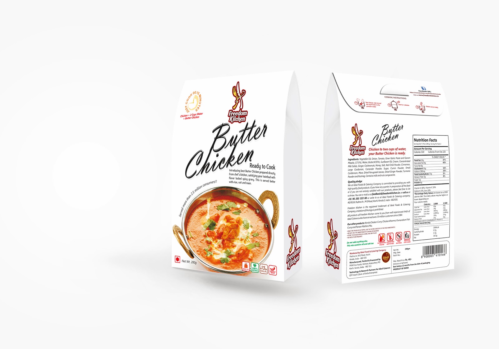 Freedom Kitchen Butter Chicken Packaging design