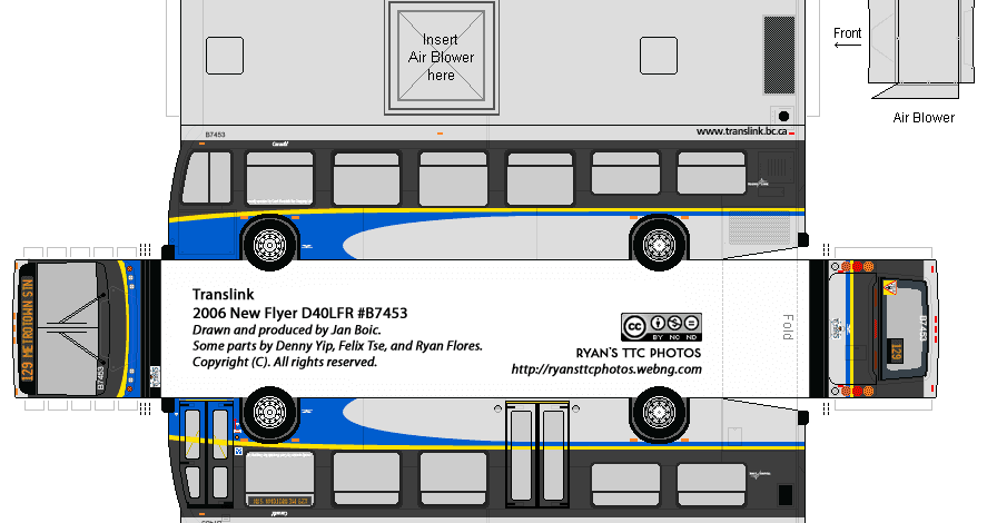 SP. Papel Modelismo: PaperCraft Bus 2006 New Flyer D40LFR - TransLink