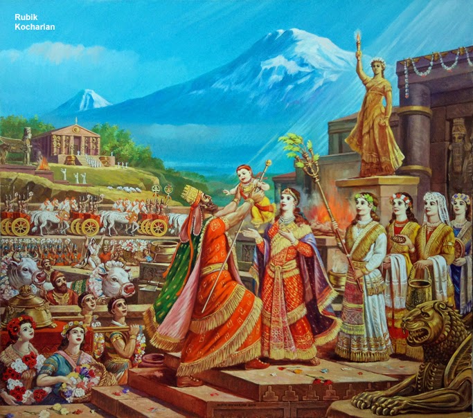 Paintings by Rubik Kocharian: King Aram with His Child Ara the Handsome