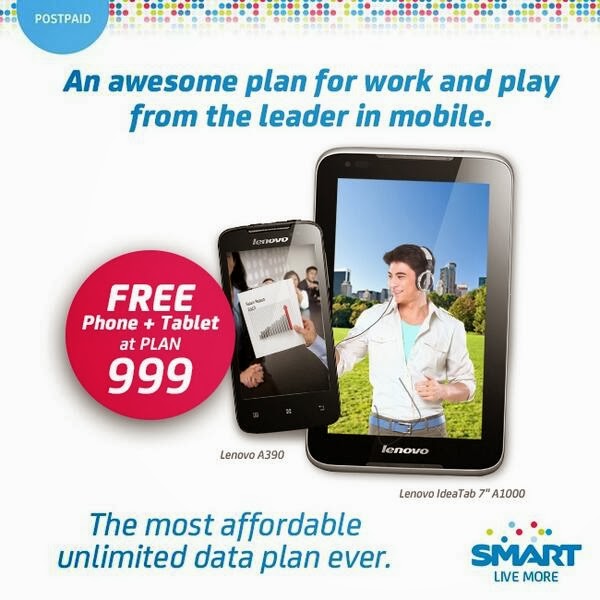 Lenovo A390 and Ideatab A1000 free bundle at Smart Plan 999