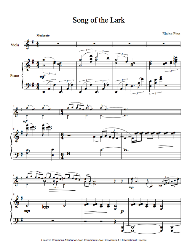 Elaine Fine's Thematic Catalog: Song of the Lark