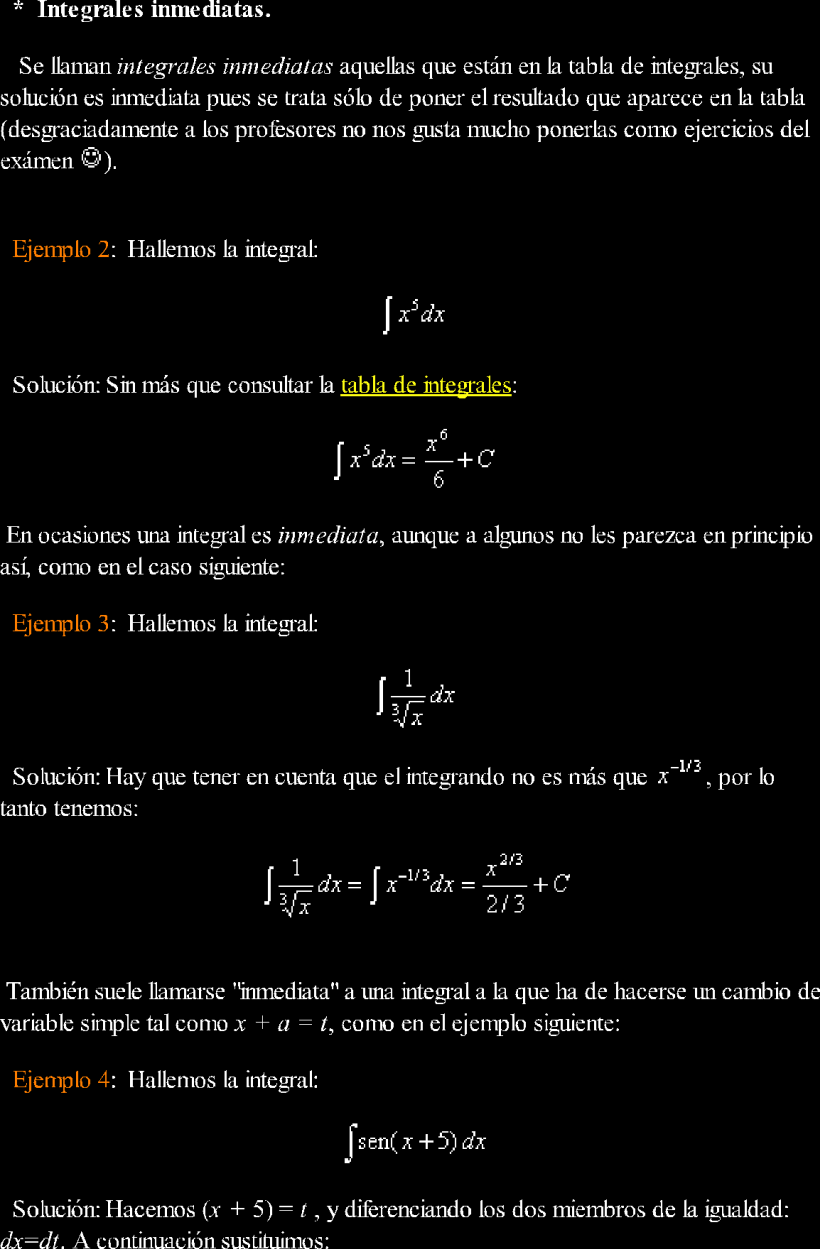 INTEGRALES INMEDIATAS PROBLEMAS RESUELTOS PDF