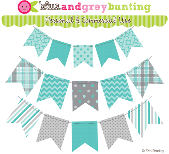 Erin Bradley Designs: NEW! Blue, Pink & Yellow (and Gray!) Bunting Graphics