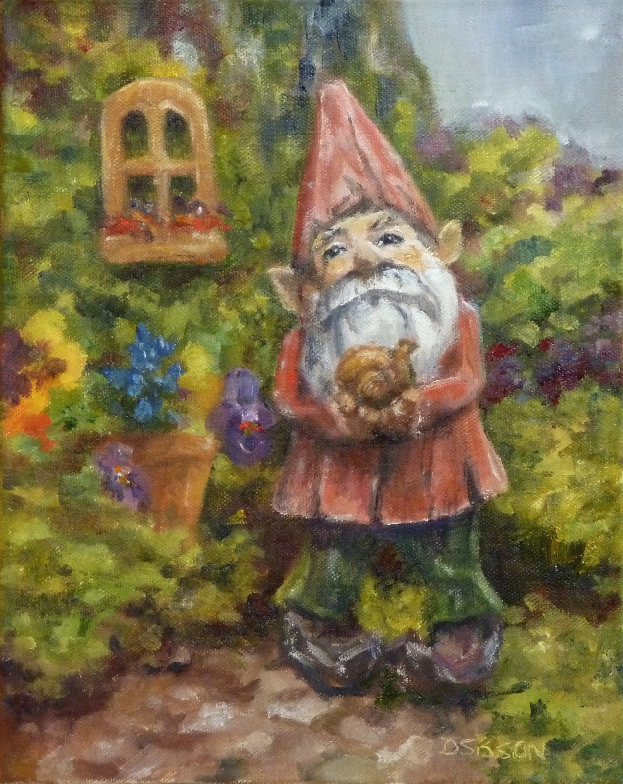 Daily Painting Projects: Gnome's World Oil Painting Flower Art ...