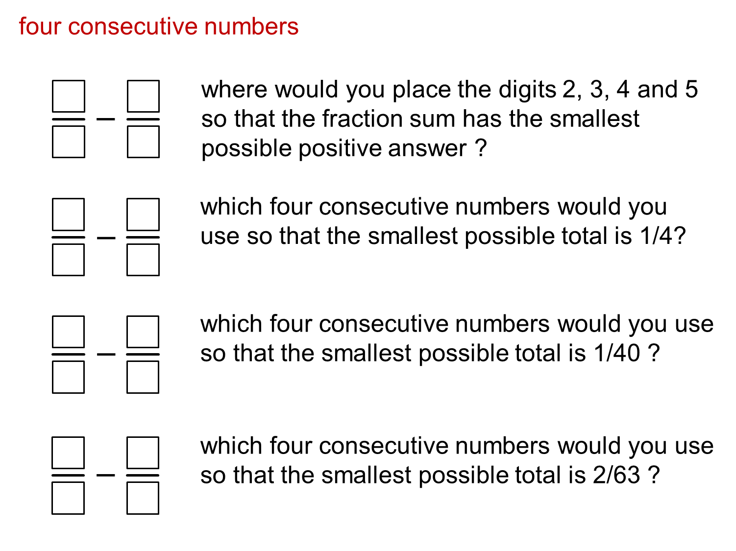 MEDIAN Don Steward mathematics teaching: four consecutive numbers