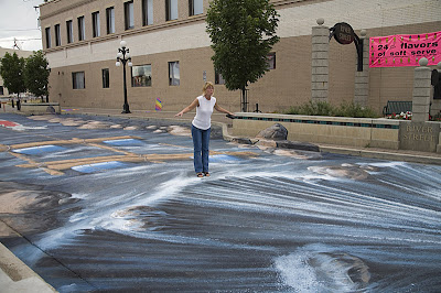 Riverstreet River Waterfall by Edgar mueller - sidewalk art