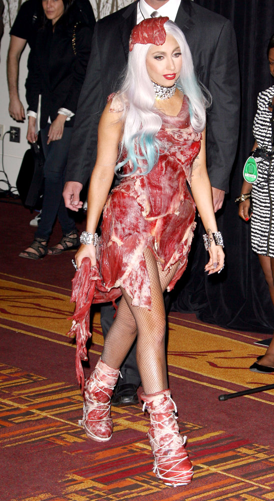 Lady Gagas Meat Dress ~ Celebrities Corner