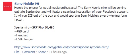 Sony officially unveils the price and availability of the Xperia miro ...