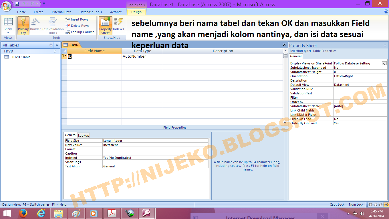 cara membuat tabel, query dan form pada MS access 2007 - NIJEKOblog cara membuat tabel, query dan form pada MS access 2007 - NIJEKOblog