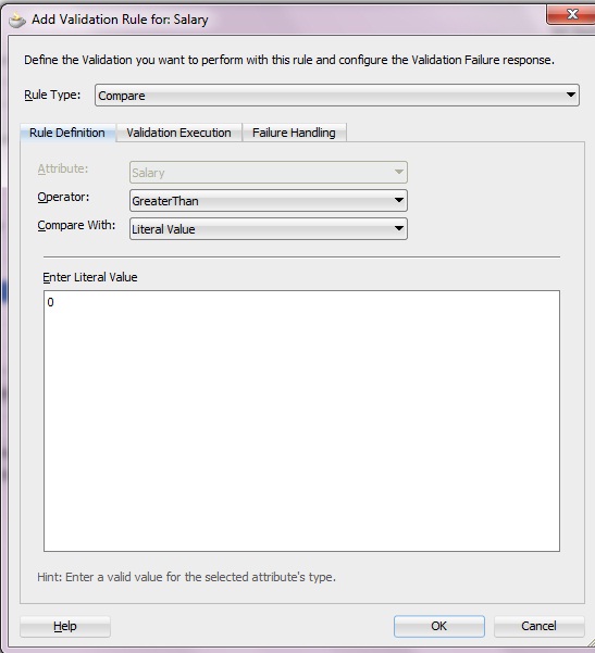 Perform Field Level Validation in Oracle ADF