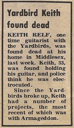 leaders of men: Keith Relf . The Headline that shook the world