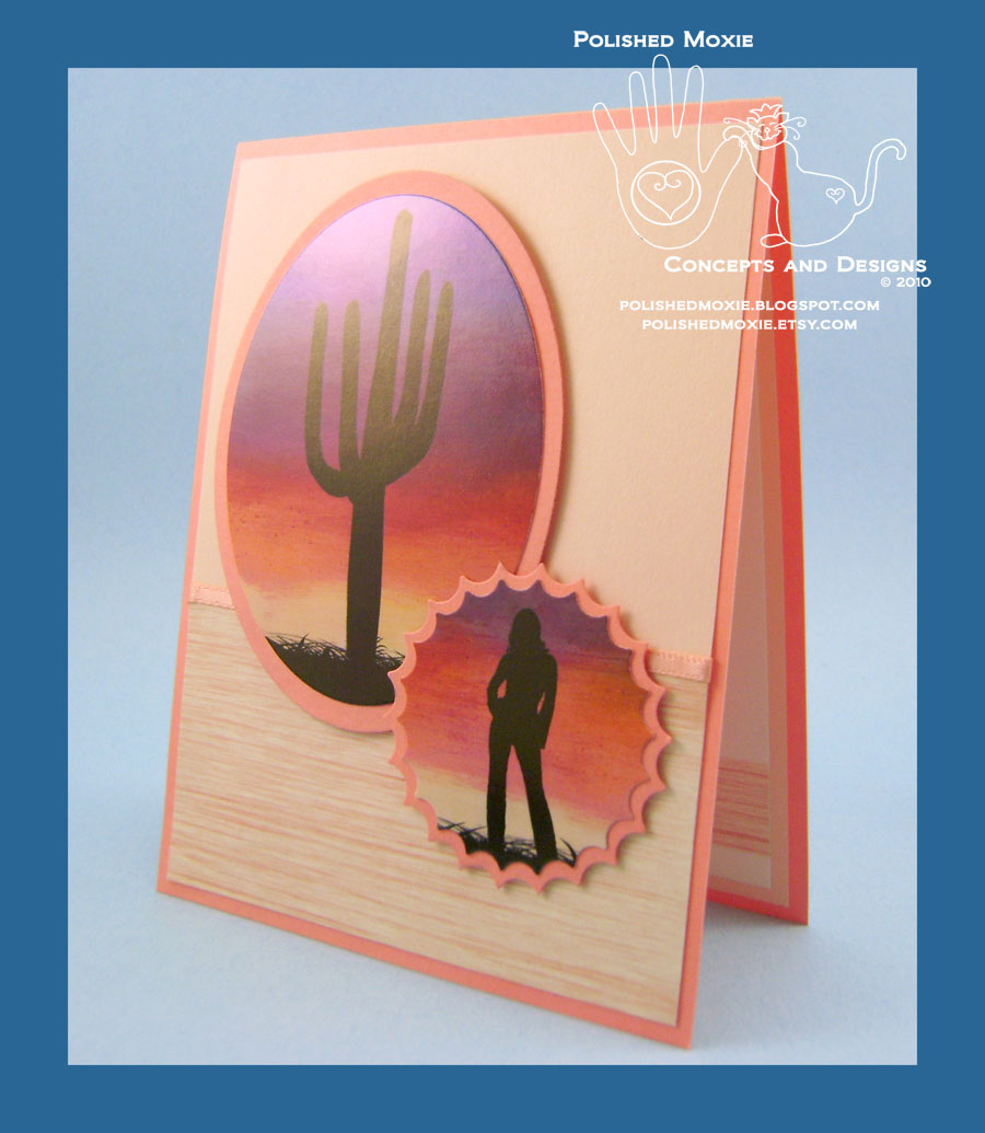 Handmade Southwestern Sunrise Card in Peach & Colorful Jet Trails ...