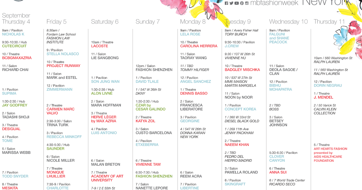 Stylish Spring 2015 New York Fashion Week Schedule — Stylelista Confessions