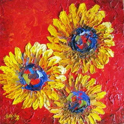 Contemporary Artists of Texas: Just Sold Palette Knife Sunflower oil ...