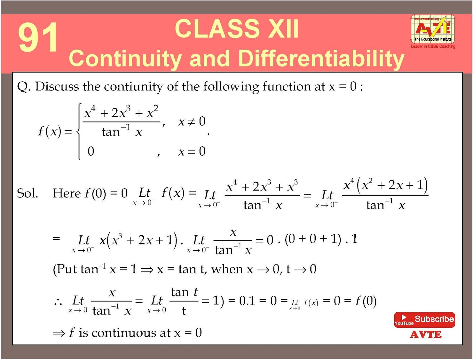Class XII Slide 91 Continuity and Differentiability
