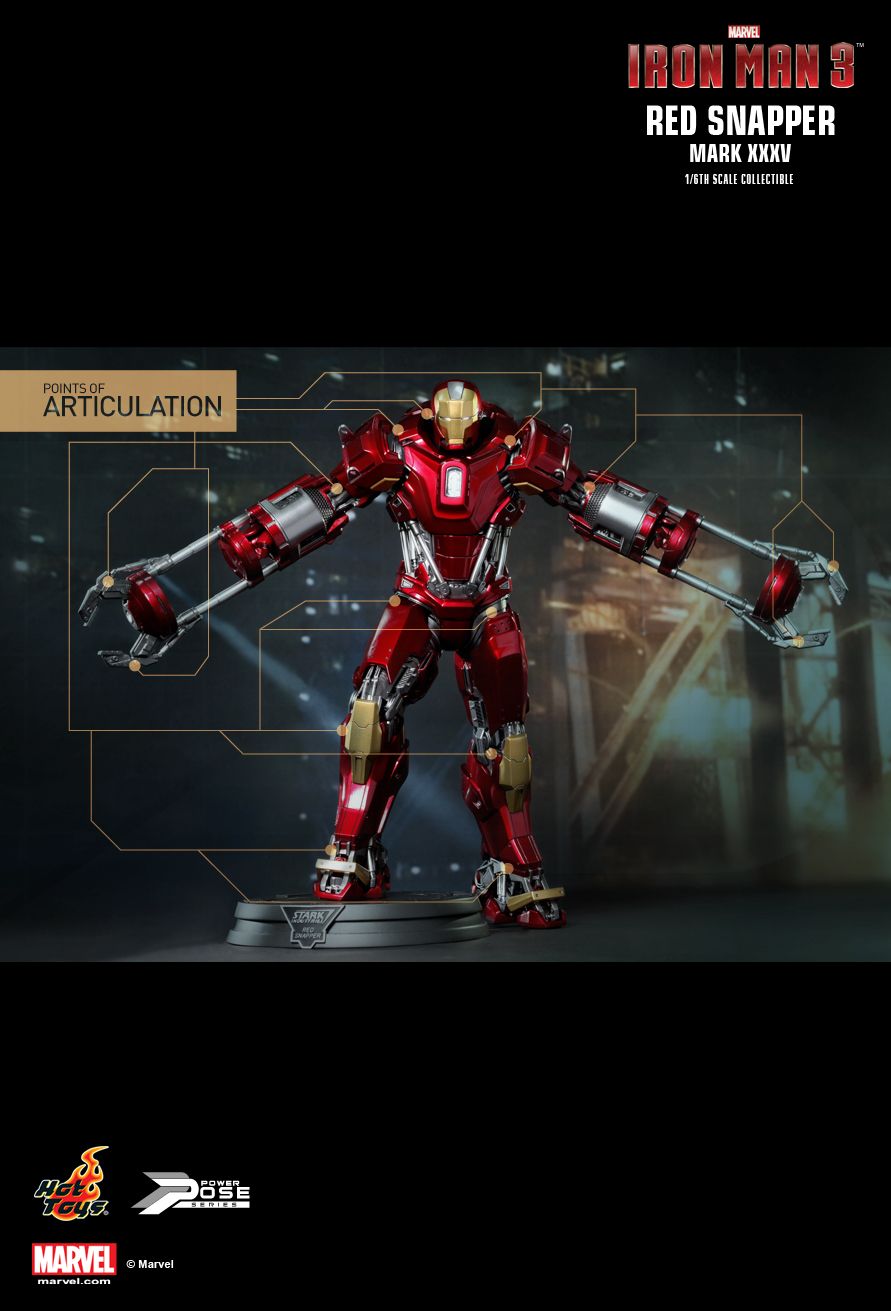 Neutron Jammer: Hot Toys: Iron Man 3 - Mark XXXV "Red Snapper" Power Pose