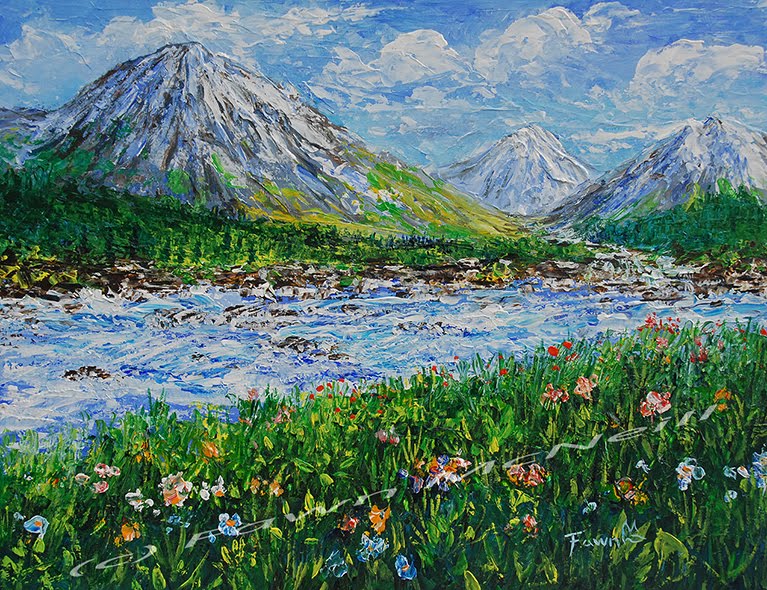 Fawn's Paintings: Late Spring, mountain landscape