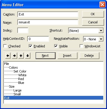 IGNOU: VB-103 : Program Using Menu Bar