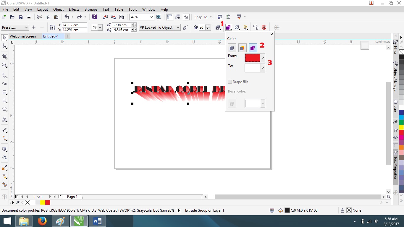 Cara Membuat Text 3D Simple di Corel Draw X4 X5 X6 X7