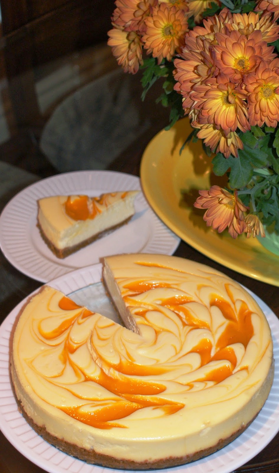 Bird House Diaries: Recipe and Tutorial: Tropical Mango Swirl Cheesecake