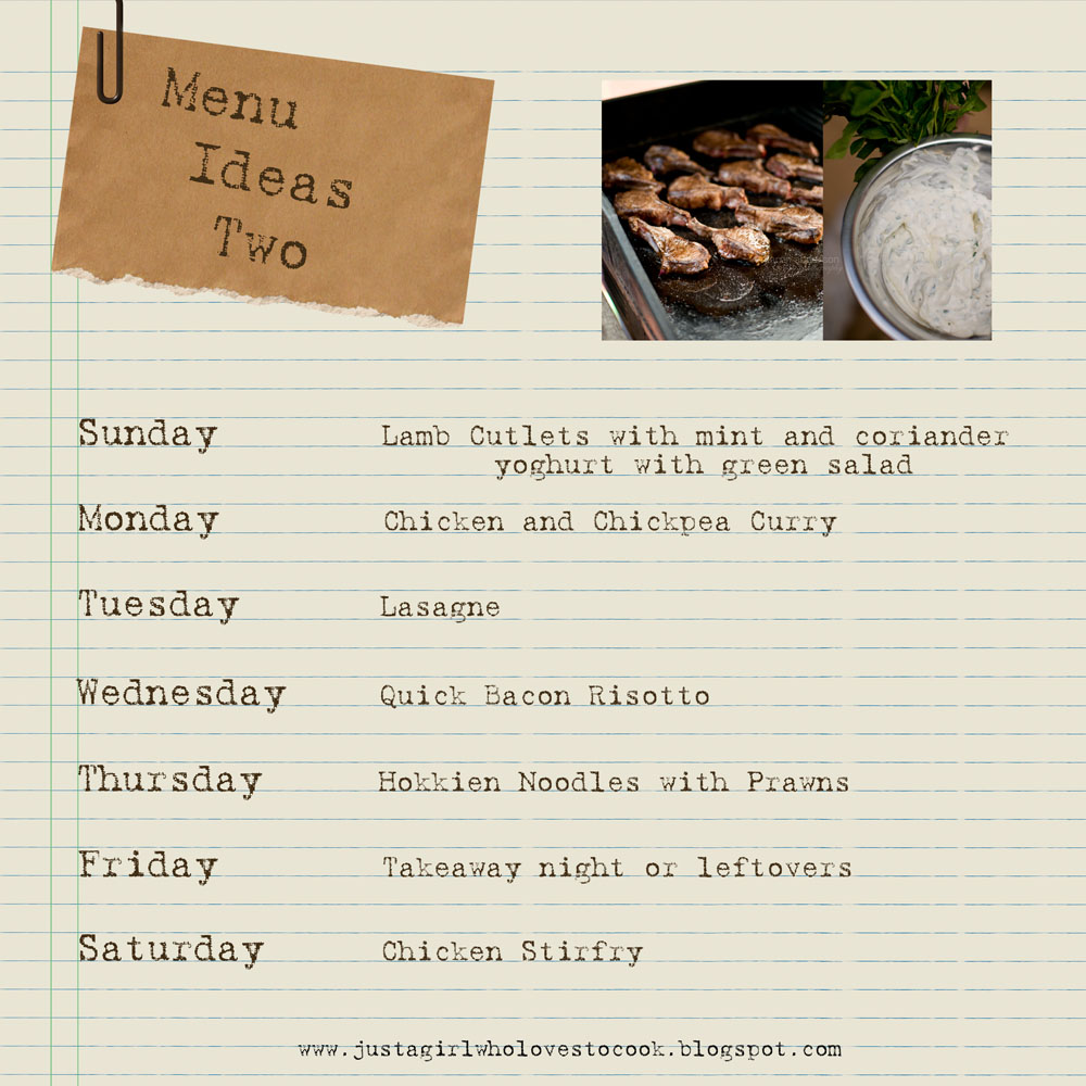 Just a girl who loves to cook: Menu Ideas