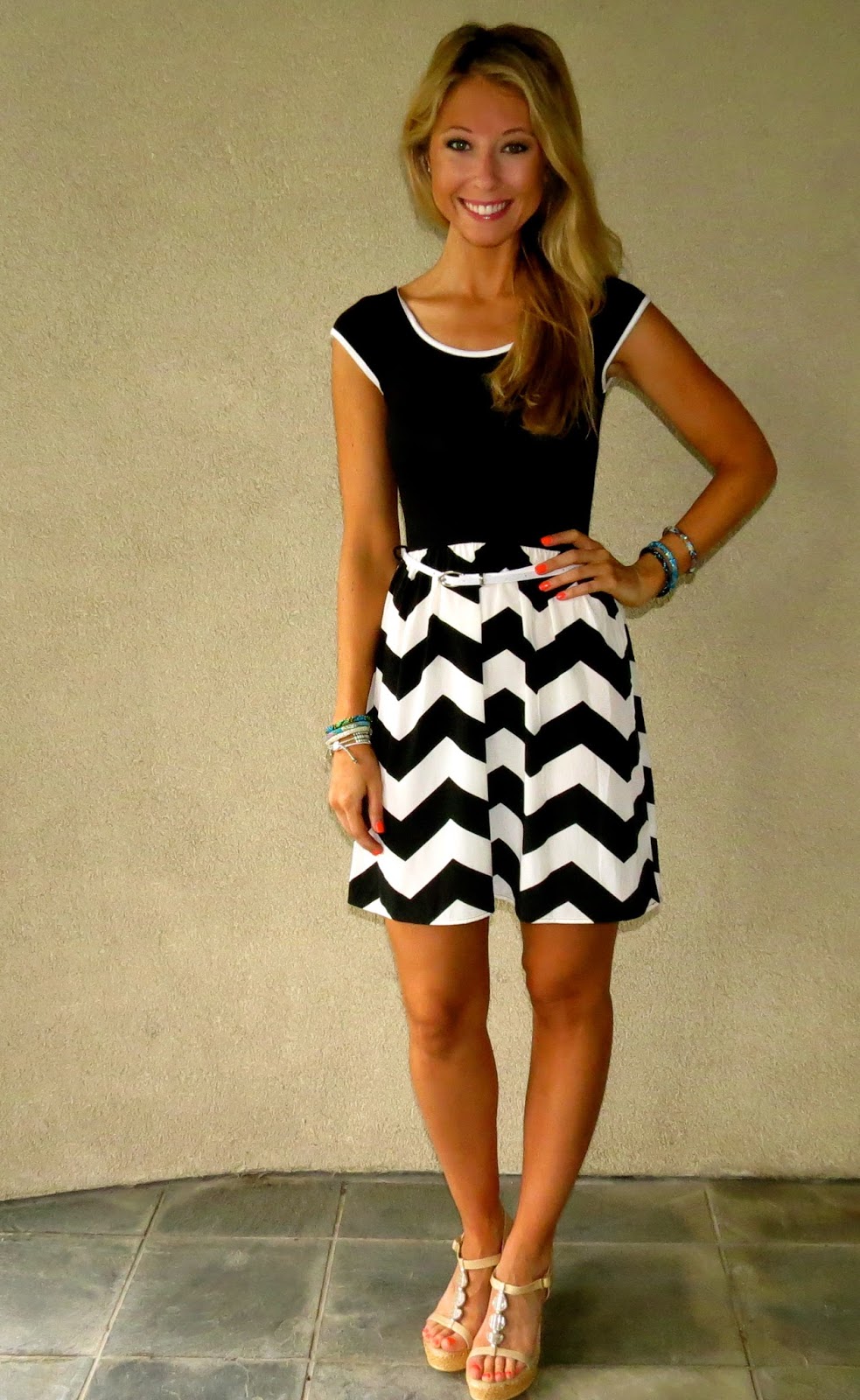 Bella Style Boutique Blog : NEW ITEM! Black and White Classy Chevron Dress!