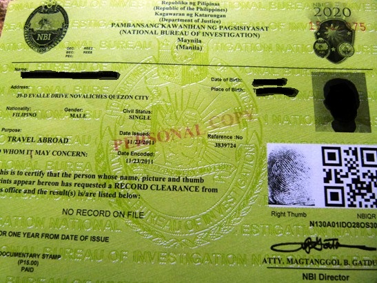 the viewing deck: NBI Clearance Certificate for Travel Abroad ...
