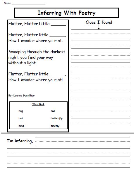 Jennifer's Teaching Tools: Inferring With Poetry