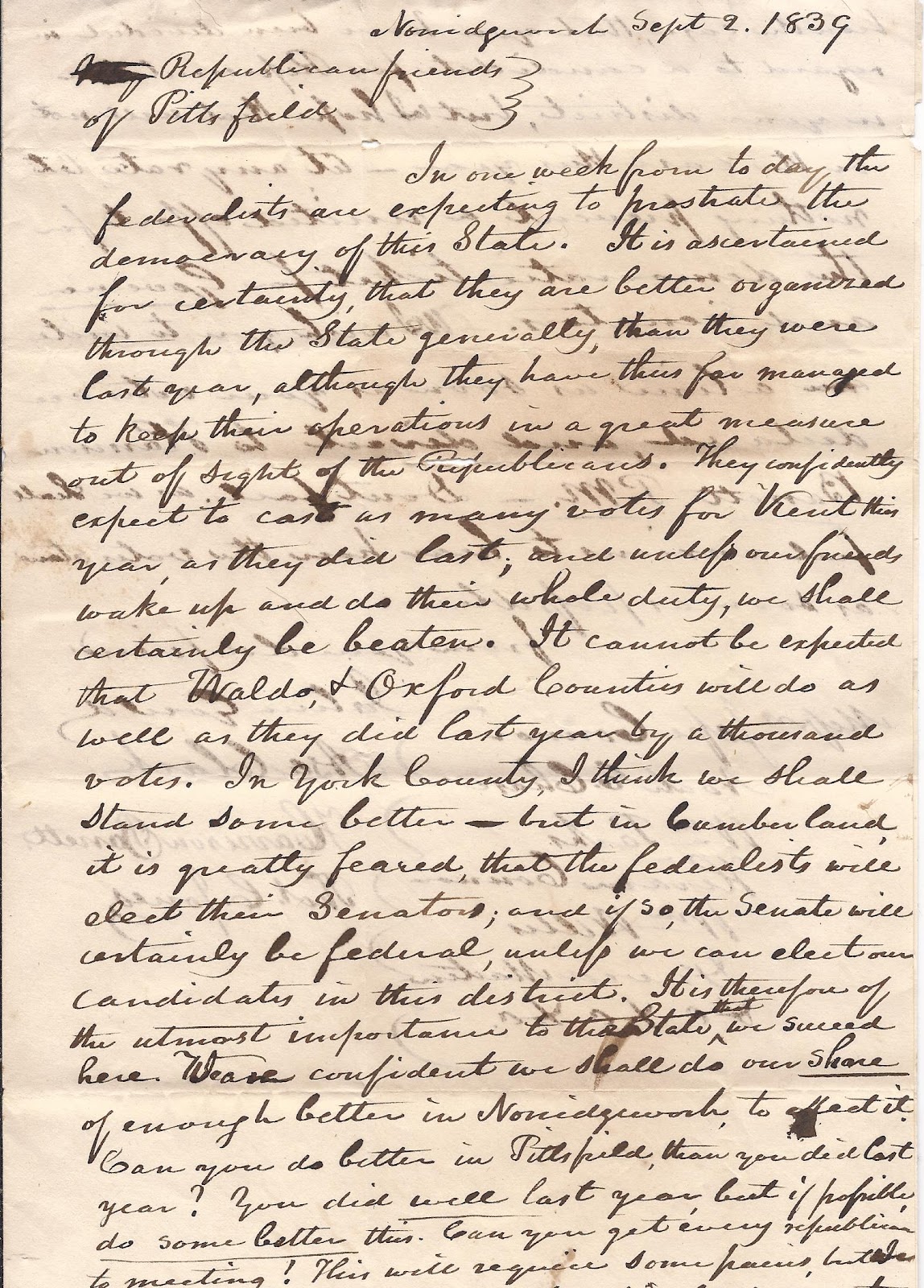 Heirlooms Reunited: 1839 Political Letter from Prominent Norridgewock ...