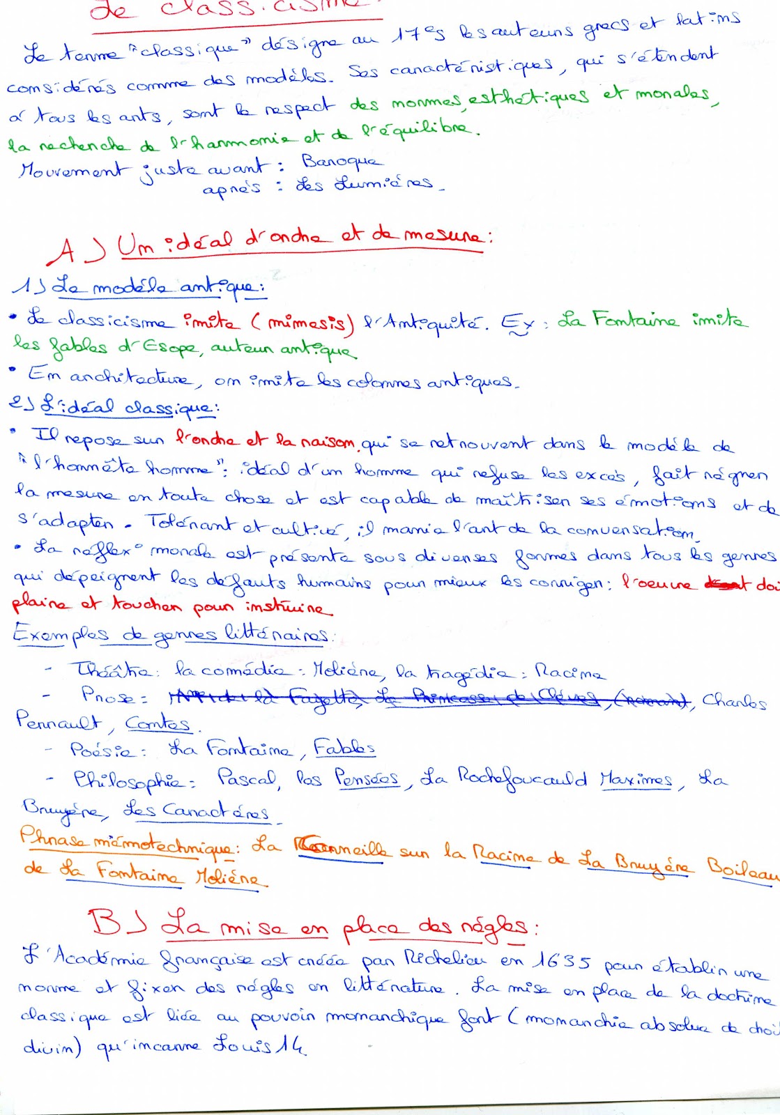Cours de Français: 1 MG - Chronologie des mouvements et courants ...