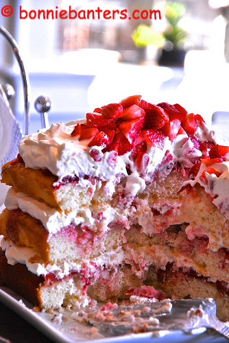 Bonnie Banters: A Tall Square Stacked Strawberry Shortcake with ...